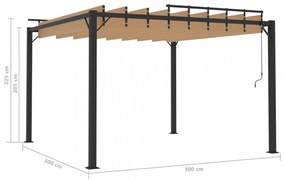 Pergola s lamelovou střechou 3 x 3 m hliník / látka Dekorhome Krémová