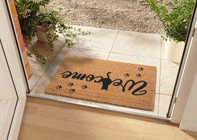 Hanse Home, Rohožka Welcome (kočka) 105666 - na ven i na doma, 45x75, hnědá, chodba / předsíň