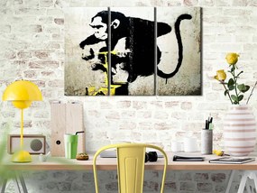 Obraz Monkey TNT Detonator od Banksyho (3-dílný) - Městská graffiti s opicí
