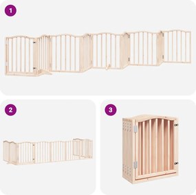 Zábrana pro psy s dvířky skládací 9 panelů 450 cm topol 3155585