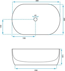 Rea Amelia, umyvadlo na desku 380x260x120mm, imitace kamene Shiny Aiax, REA-U9107