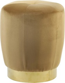 Karamelový sametový puf/ sedák Scarlett se zlatým pruhem – Ø 41*47cm