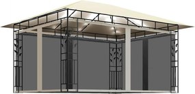 Altán s moskytiérou a světelnými LED řetězy 4x3x2,73 m krémový 3070315