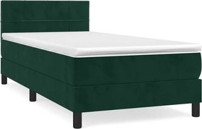 Box spring postel s matrací tmavě zelená 100x200 cm samet 3141290