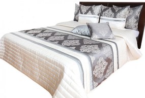 Elegantní přehoz na postel zlato šedý s oramentmi v barokním stylu Šířka: 240 cm | Délka: 240 cm