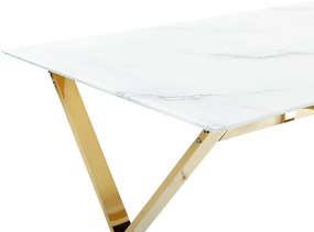 Jídelní stůl s mramorovým efektem 120 x 70 cm bílý/zlatý ATTICA Beliani
