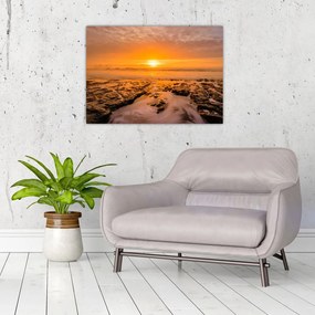 Skleněný obraz západu slunce (70x50 cm)
