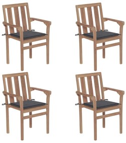 Stohovatelné zahradní židle s poduškami 4 ks masivní teak,  3073379