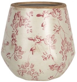 Retro obal na květináč s růžovými květy Hedwich – 13x14 cm