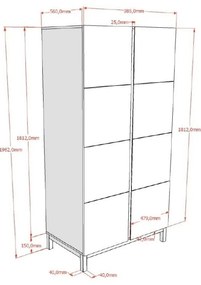 Bílá dětská šatní skříň 99x196x58 cm Eva – Vipack