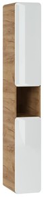 Koupelnová závěsná skříňka vysoká Aruba 805 2D dub craft zlatý/bílý lesk