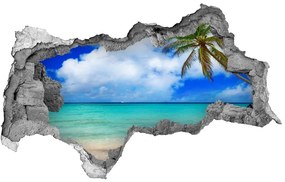 Wallmuralia Díra 3D ve zdi nálepka Karibské ostrovy pláž 95x73 cm