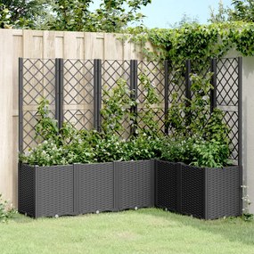 Zahradní truhlík s treláží černý 160 x 120 x 140 cm PP