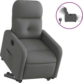 Elektrické zvedací polohovací křeslo tmavě šedé textil 3206814