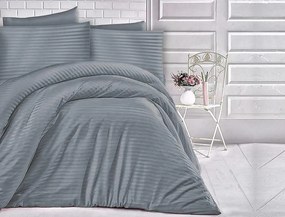 Darymex Saténový povlak na polštář 40x40 antracitově šedé pruhy jednobarevný Cizgili adamash