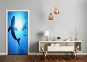 Samolepící fototapeta na dveře Obrys žraloků 95x205 cm