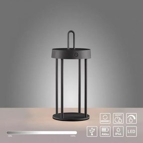 LD 19300-18 ANSELM LED stolní lampa na baterie černá 28cm dotykový stmívač IP44 zahradní svítidlo 2700K - JUST LIGHT