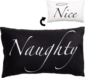 Bílo-černý povlak na polštář Naughty a Nice z Black&White X-Mas - 30*50 cm