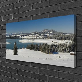 Obraz na plátně Jezero Sníh Krajina Hory 125x50 cm
