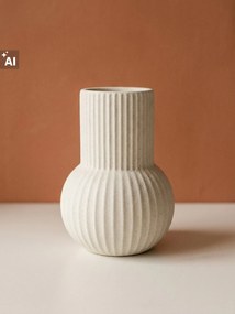 Sinsay - Keramická váza s žebrováním - krémová