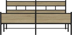 Kovový rám postele bez matrace dub sonoma 180 x 200 cm 3308504