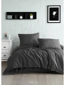 Tmavě šedé povlečení na dvoulůžko/prodloužené z bavlny Renforcé 240x220 cm Como Striped – Mila Home Luxury