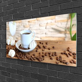 Obraz na skle Hrnek Káva Zrnka Kuchyně 140x70 cm
