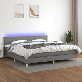 Box spring postel s matrací a LED tmavě šedá 200x200 cm textil 3133662