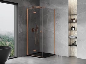 Mexen Mist-F T, 1-křídlý ​​skládací sprchový kout levý 120 x 120 cm, čiré sklo, měděný matný profil, 8A6T-120-120-65-00-L