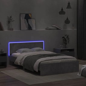 Rám postele s čelem a LED osvětlením betonově šedý 140 x 190 cm 3207626