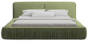 Zelená čalouněná dvoulůžková postel s úložným prostorem s roštem 180x200 cm Keoni – Makamii