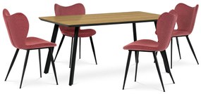 AUTRONIC Jídelní stůl, 160x90x76 cm, MDF deska, dýha ostín dub, kovové nohy, černý lak