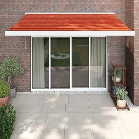 Zatahovací markýza oranžová a hnědá 3,5 x 2,5 m textil a hliník 3154542