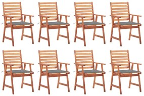Zahradní jídelní židle 8 ks s poduškami masivní akáciové dřevo,  3078375