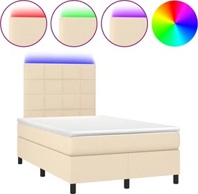 Box spring postel s matrací a LED krémová 120x190 cm textil 3270202