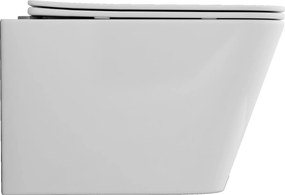 Invena Paros, závěsná WC mísa Rimless 465x350x360 mm + SLIM toaletní sedátko s pomalým zavíráním, bílá lesklá, INV-CE-90-001-W