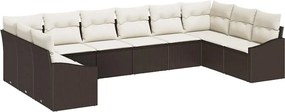 Set pohovek 10 ks Hnědá polyratan 3346898