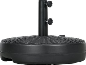 Podstavec pro slunečník Outsunny kulatý pro tyče Ø38/48 mm plnitelný 22 kg vody a 29 kg písku s ratanovým designem Ø51x36 cm Černý | Aosom