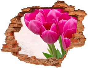 Wallmuralia Samolepící díra na stěnu Růžové tulipány 90x70 cm