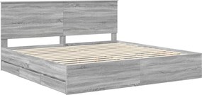 Rám postele s čelo Šedá Sonoma 200 x 200 cm Inženýrské dřevo 3411087