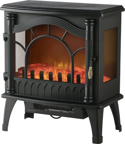 HOMCOM Elektrický Krb 1000W/2000W Volně Stojící Dekorativní Krb s Nastavitelnou Teplotou a Ochrannou Proti Přehřátí 3D Efekt Plamene pro Místnosti 15-