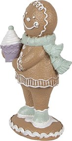 Hnědá vánoční dekorace Perníček Gingerbread s dortíkem - 6*4*11 cm