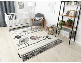 Dywany Łuszczów, Dětský kusový koberec Petit Birds cream, 140x190, šedá, dětský pokoj