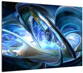 Obraz modrých fraktálů (70x50 cm)