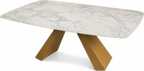 Jídelní stůl ARABESCATO – 200 × 100 cm, keramická deska 12 mm, zlatá podnož ANCONA M