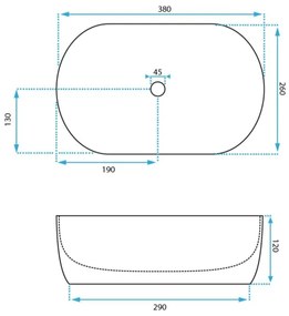 REA-U3322 - Umyvadlo na desku AMELIA MINI 26x38 cm keramika/lesklá bílá