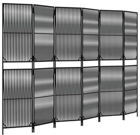 Dělicí stěna 6 panelů černá polyratan