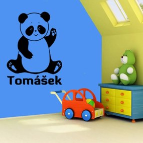 Živá Zeď Samolepka na zeď Panda se jménem Barva: černá