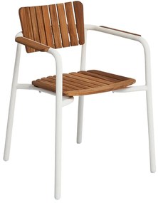 OnaDnes -20% Bílá hliníková zahradní židle No.119 Mindo s teakovým sedákem