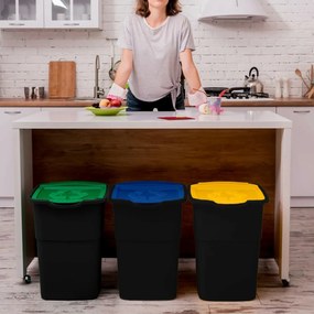 Koš na tříděný odpad Eco 3 Master 50 l BLACK, 3 ks
